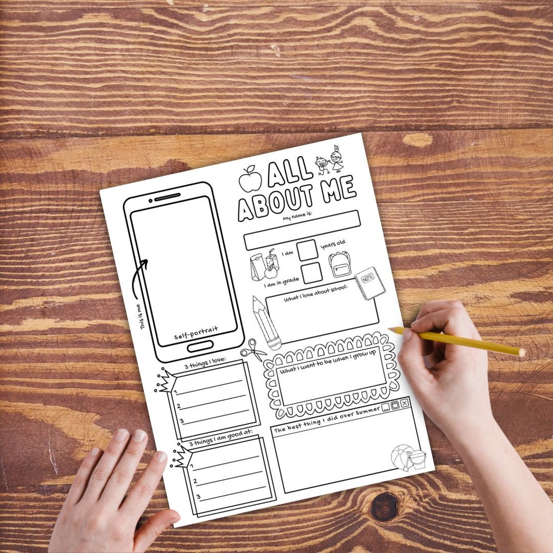 All About Me First Day of School Printable Back to School Activity for ...