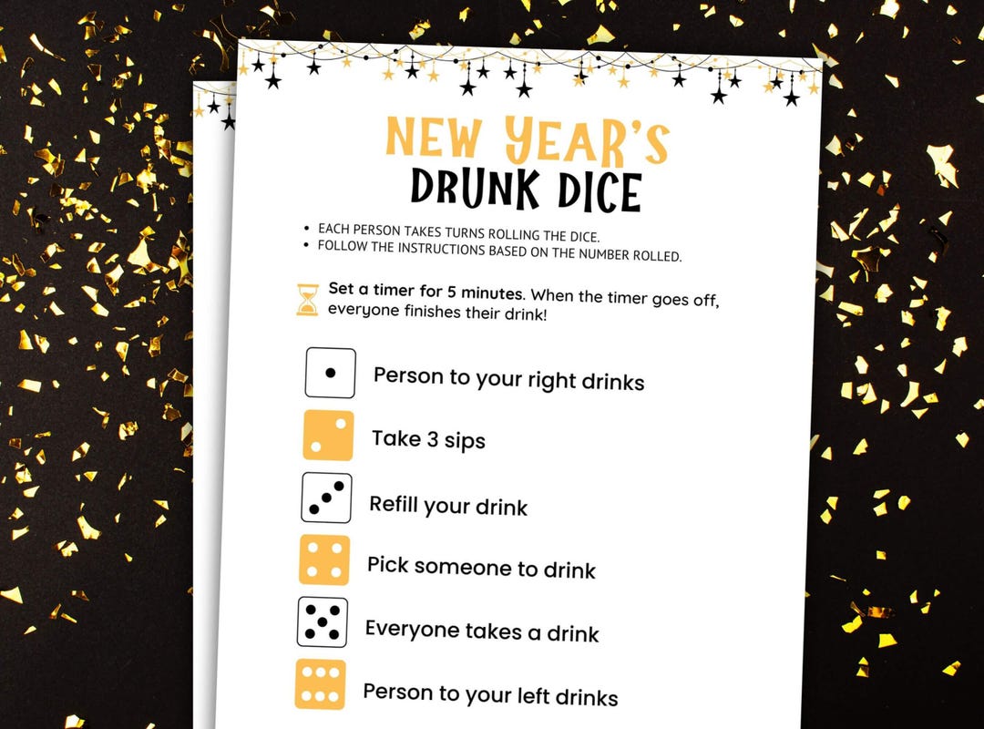 New Years Dunk Dice Game Printable New Years Eve Game New Years ...
