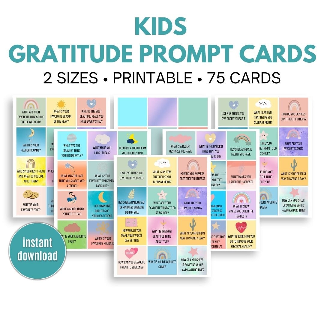 Gratitude Prompts for Kids, Gratitude Questions for Kids, Gratitude ...