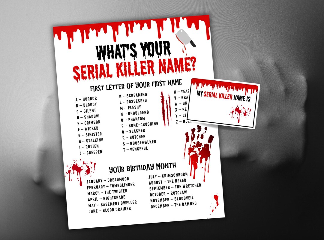 What's Your Serial Killer Name Party Game Printable Halloween Game ...
