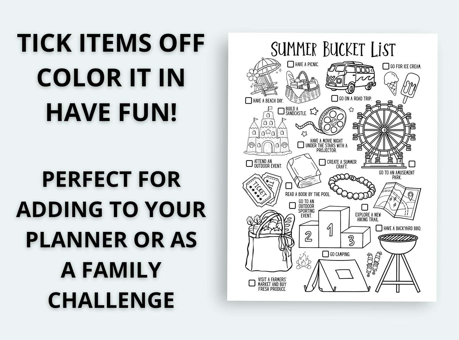 Summer Bucket List Printable Summer Activities for Kids Family Bucket ...