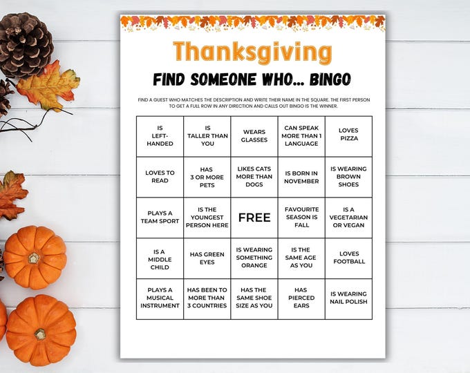 Thanksgiving Find Someone Who, Thanksgiving Ice Breaker, Thanksgiving ...