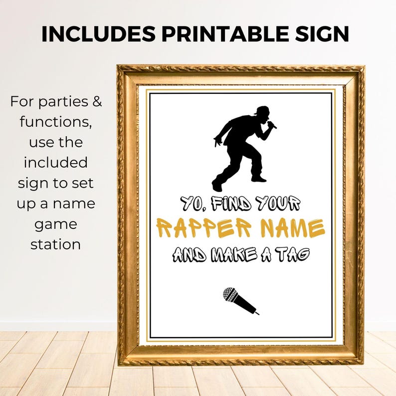 What's Your Rapper Name Party Game Printable Hip Hop Party Game Rapper ...