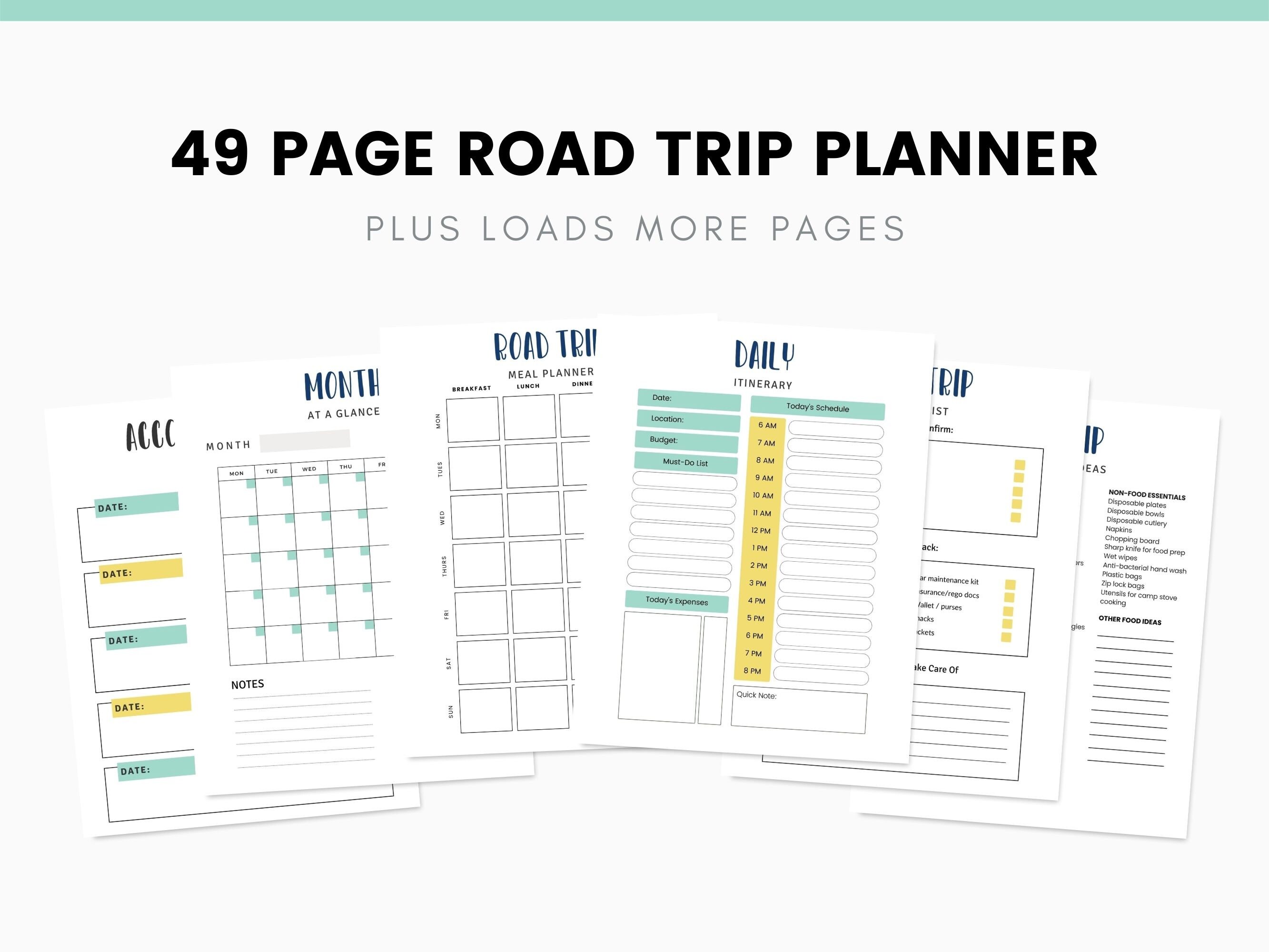 Printable Road Trip Planner Travel Planner RV Planner Road Trip ...
