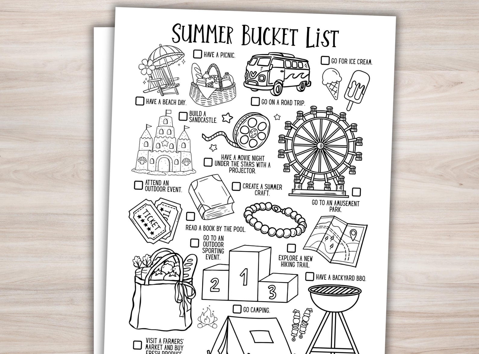 Summer Bucket List Printable Summer Activities for Kids Family Bucket ...
