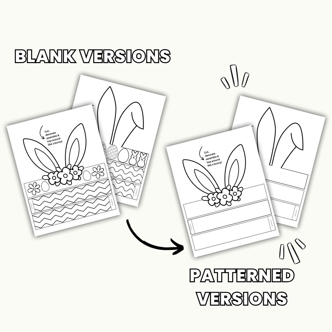 Easter Bunny Paper Crown Printable Bunny Ears Paper Crowns Easter Paper ...