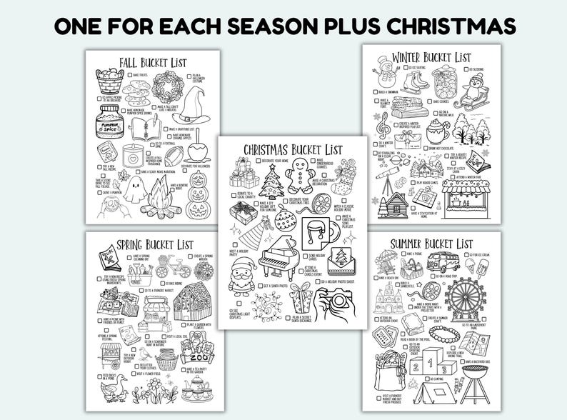 Bucket List Bundle Printable to Do List Planner Pages Seasonal Bucket ...