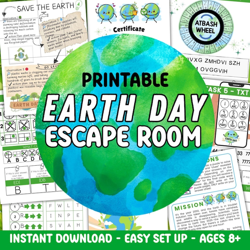 Earth Day Escape Room for Kids Printable Escape Room Party Earth Day ...