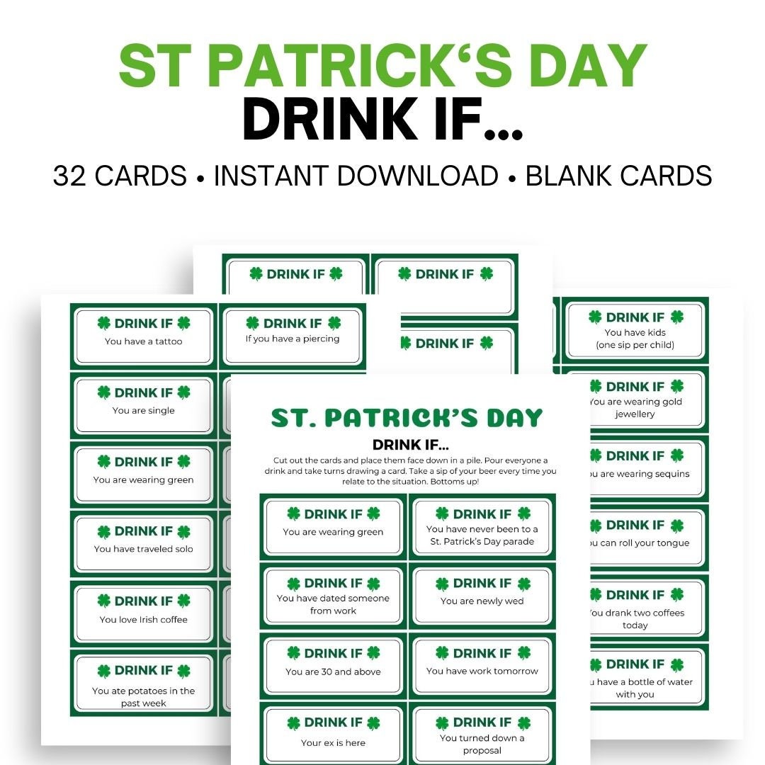 St Patrick's Day Drinking Game Printable St Patricks Drinking Game St ...