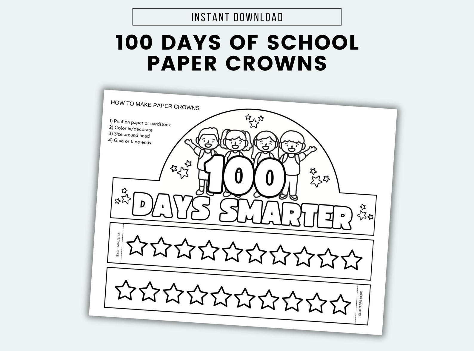 100 Days of School Paper Crown Printable Paper Crown 100th Day of ...
