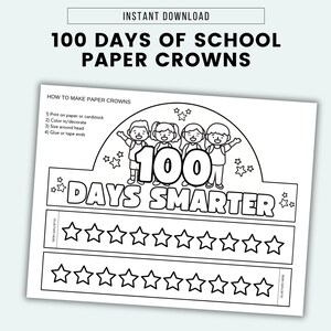 100th Day of School Paper Crown Printable Paper Crown 100 Days of ...