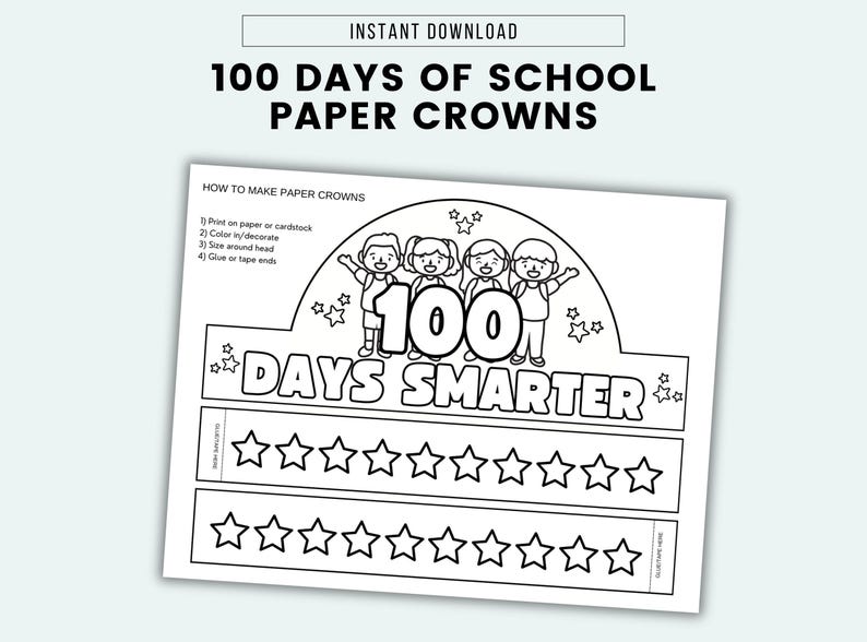 100 Days of School Paper Crown Printable Paper Crown 100th Day of ...