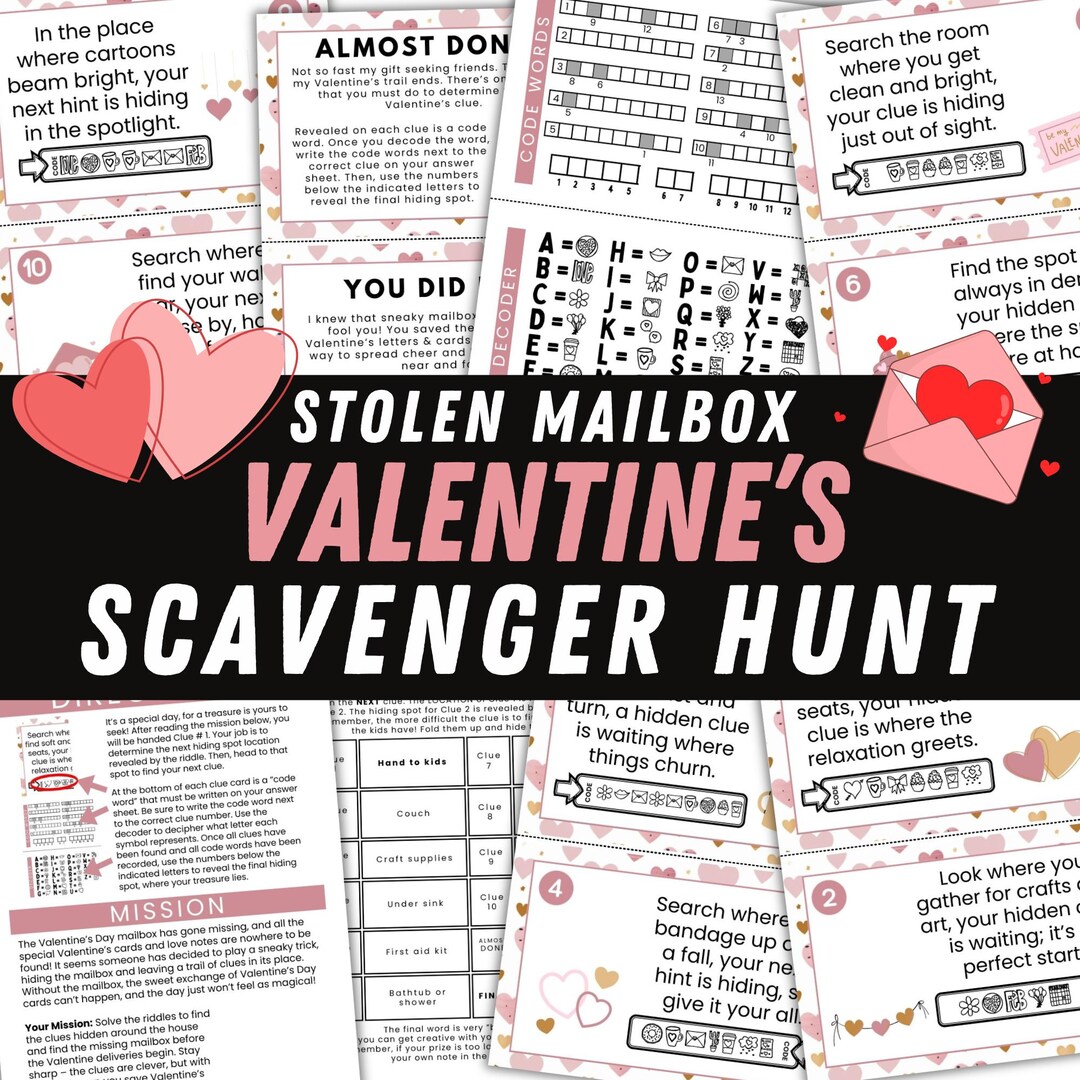 Valentines Scavenger Hunt Printable Valentine's Day Scavenger Hunt for ...