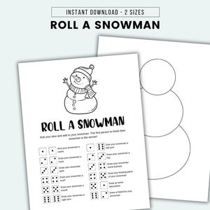 Christmas Roll A Snowman Game Printable Christmas Dice Game Build A ...