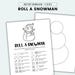 Christmas Roll A Snowman Game Printable Christmas Dice Game Build A ...