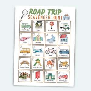 Road Trip Scavenger Hunt Printable for Kids Car Ride Scavenger Hunt ...