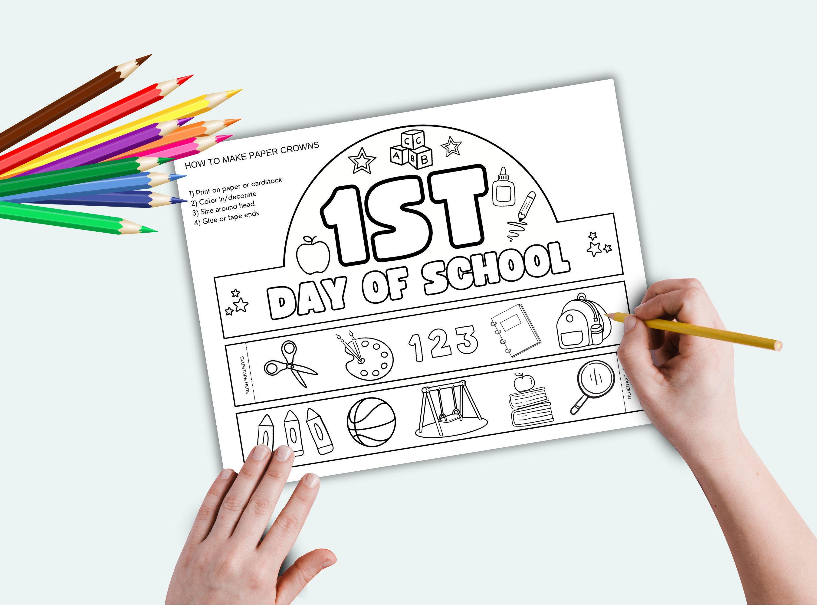 1st Day of Kindergarten Paper Crown Template Printable Paper Crown 1st ...