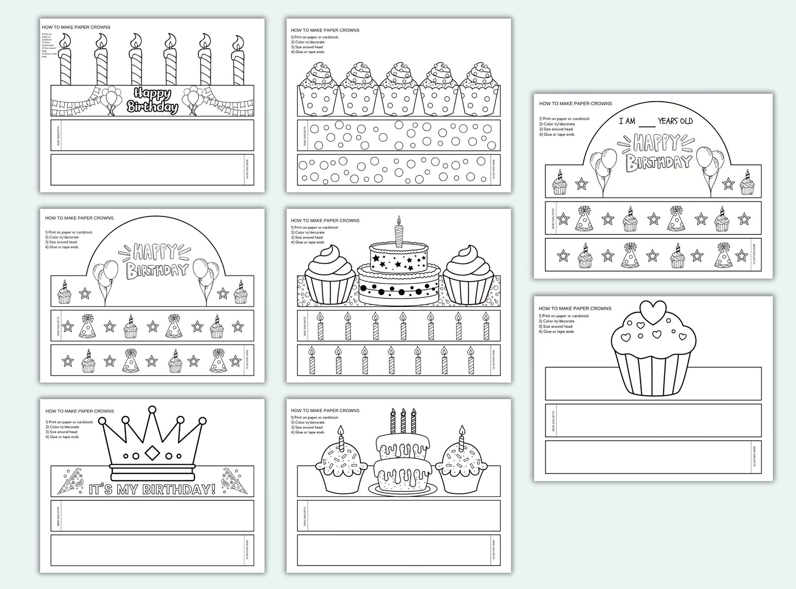 Birthday Paper Crown Printable Birthday Crowns Birthday Headband ...