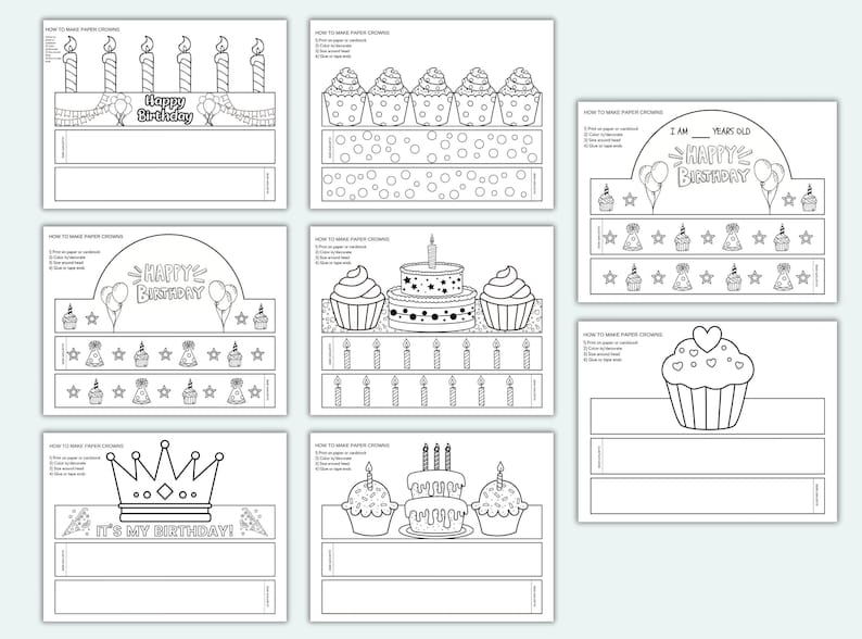 Birthday Paper Crown Printable Birthday Crowns Birthday Headband ...