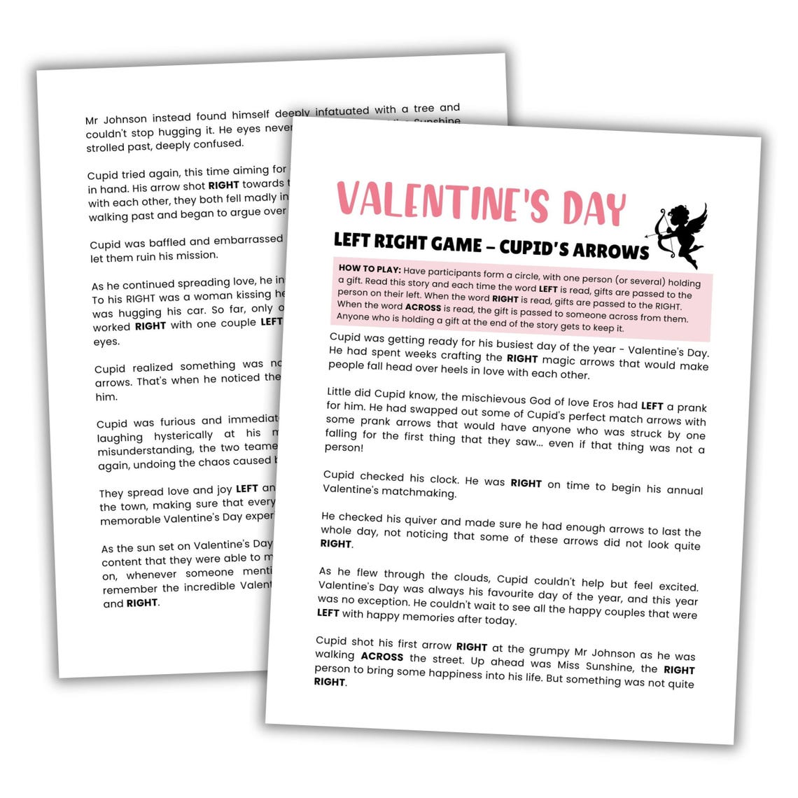 Valentine's Left Right Game Printable Left Right Game Valentines Day ...