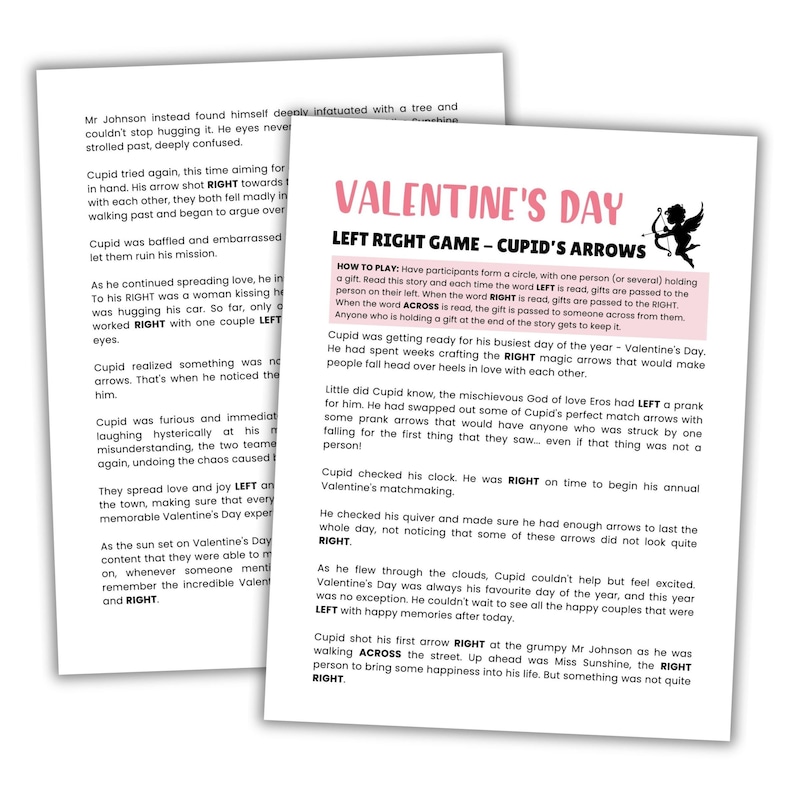 Valentine's Left Right Game Printable Left Right Game Valentines Day ...