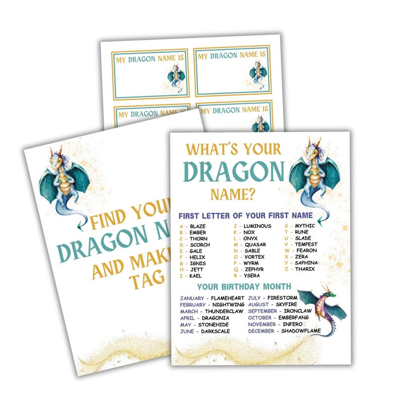 What's Your Dragon Name Party Game Printable Dragon Game Dragon Name ...