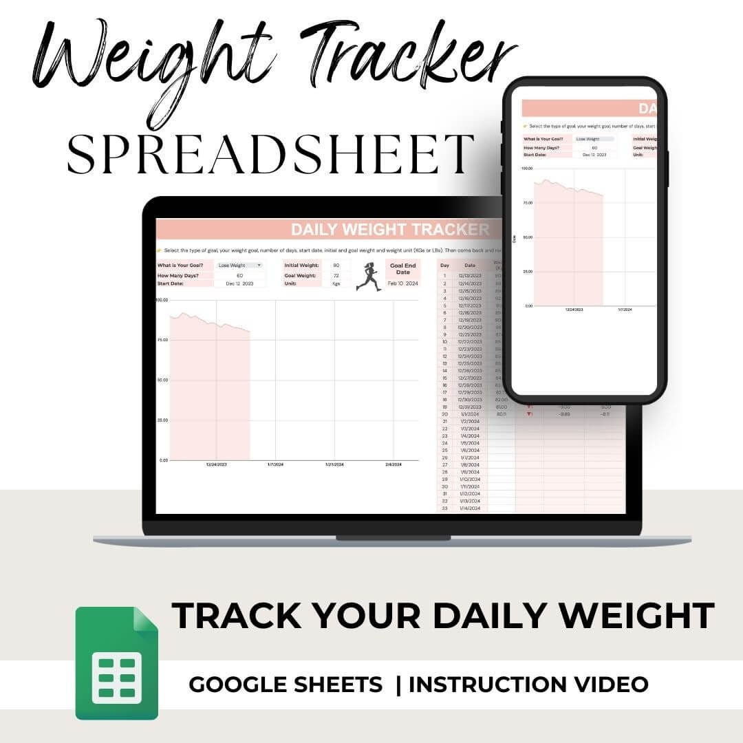 Daily Weight Tracker Spreadsheet Weight Tracking Spreadsheet Weight ...