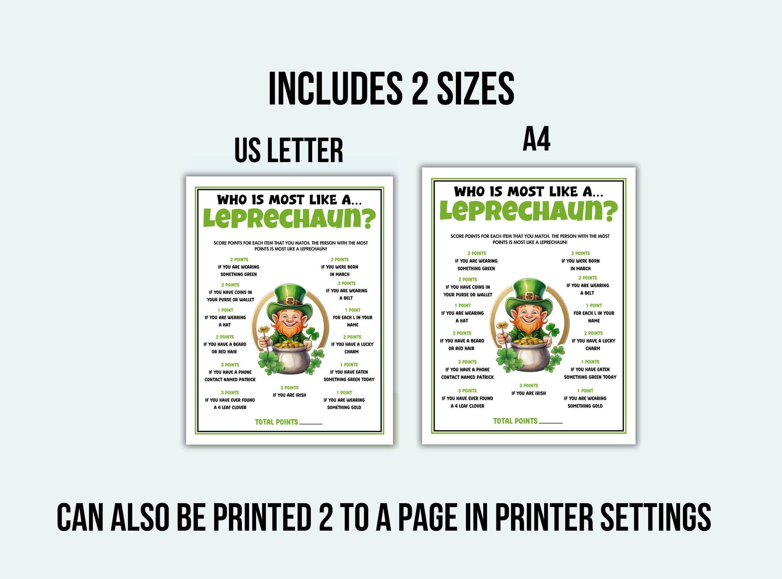 Who is Most Like A Leprechaun Game Printable St Patricks Day Game St ...
