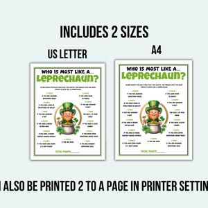 Who is Most Like A Leprechaun Game Printable St Patricks Day Game St ...