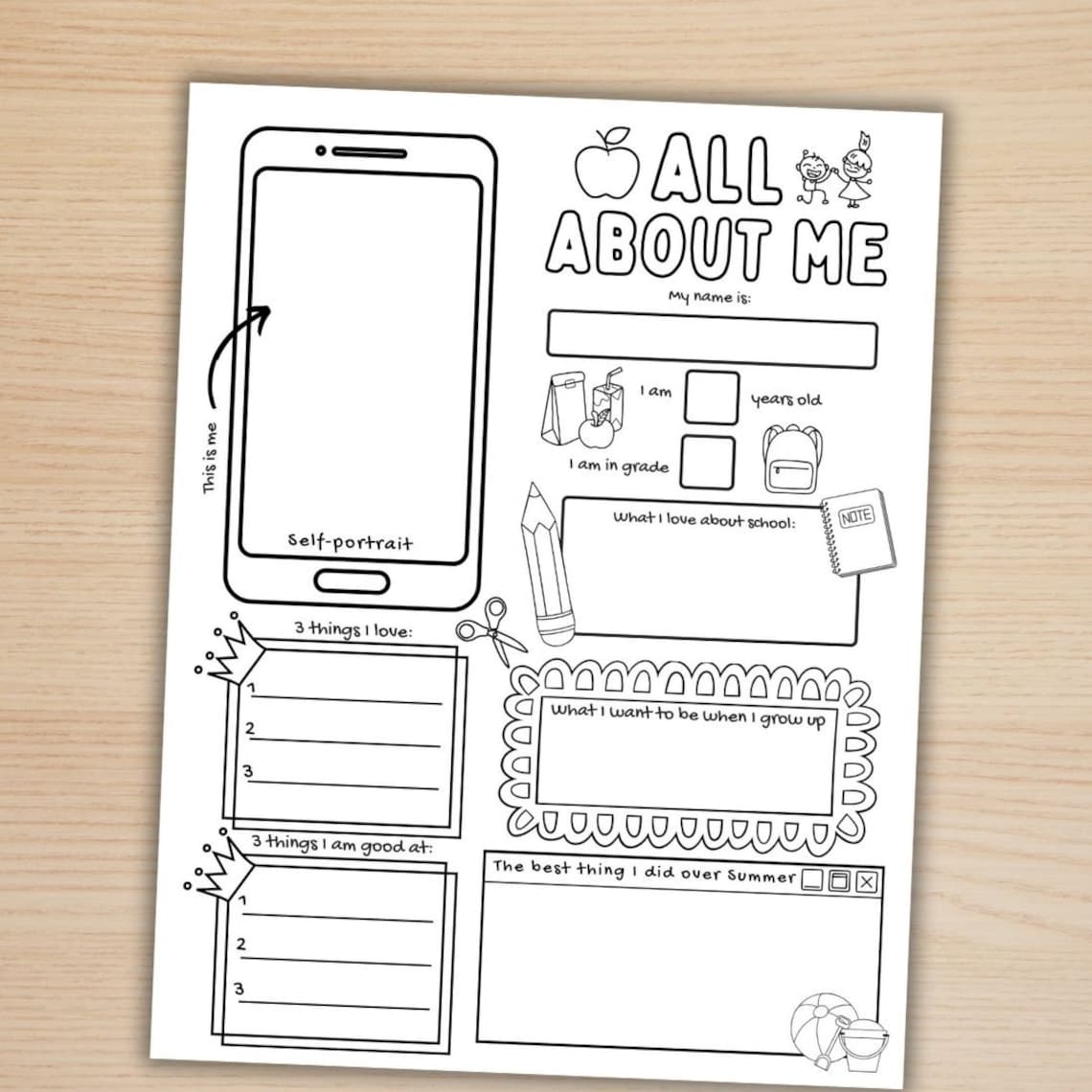 All About Me First Day of School Printable Back to School Activity for ...