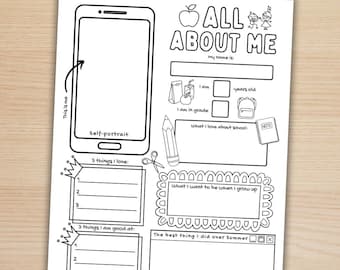 Back to School Printable Activity, All About Me for Kids Printable ...