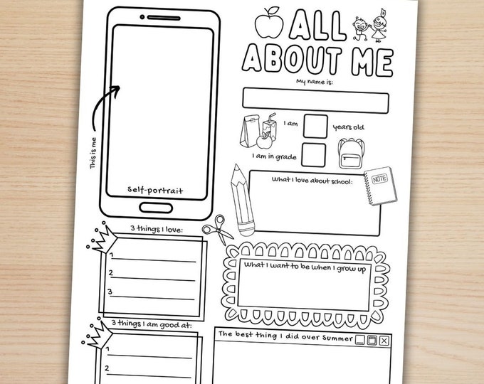 All About Me Back to School Printable Backpack Art, Writing Activity ...
