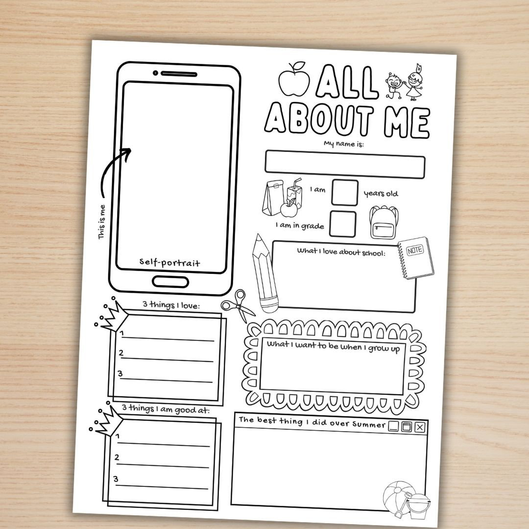 All About Me First Day of School Printable Back to School Activity for ...