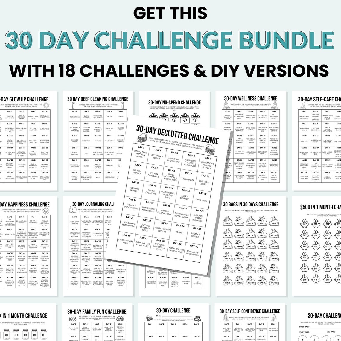 30 Day Family Fun Challenge Printable Family Fun Tracker Family Bucket ...