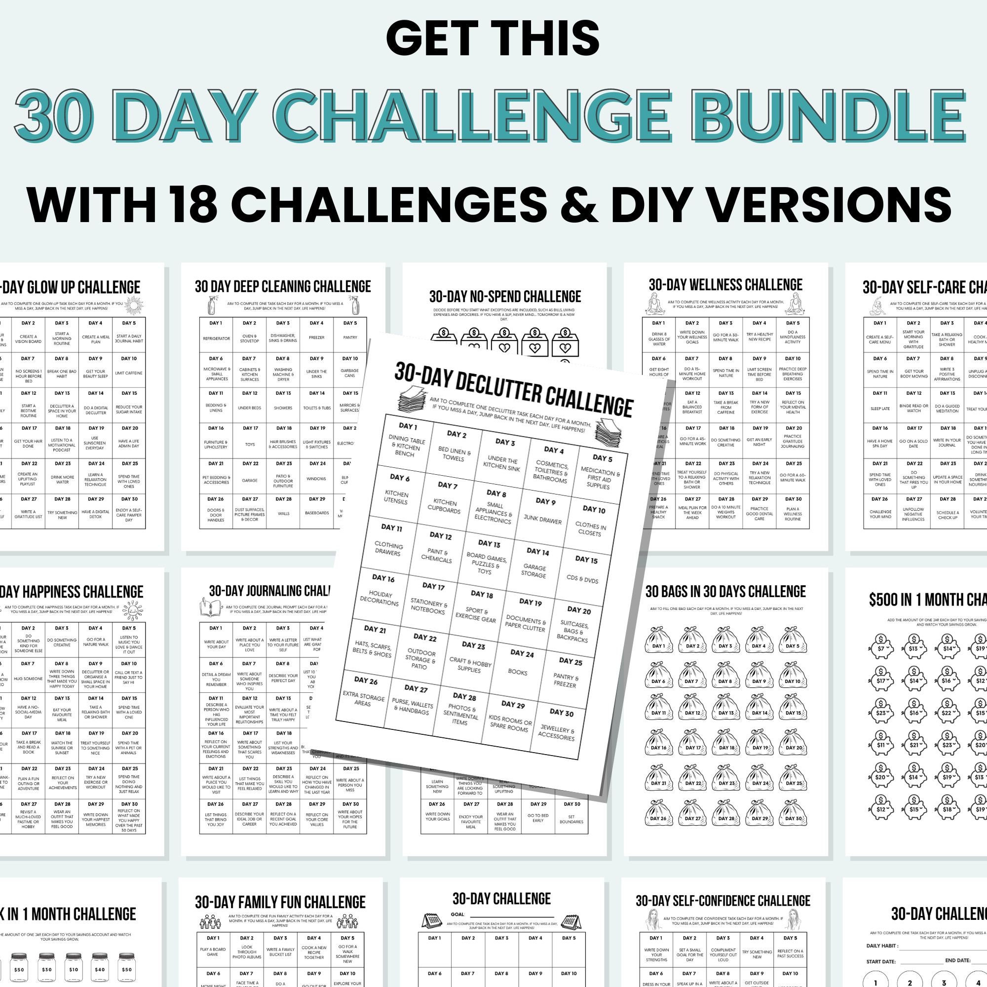 30 Day Family Fun Challenge Printable Family Fun Tracker Family Bucket ...