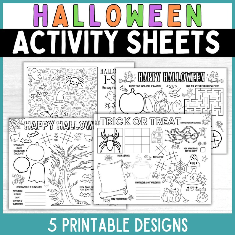 Halloween Activity Placemat Printable Halloween Coloring Placemats ...