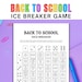 Back to School Game Printable Ice Breaker Game 1st Day of School ...