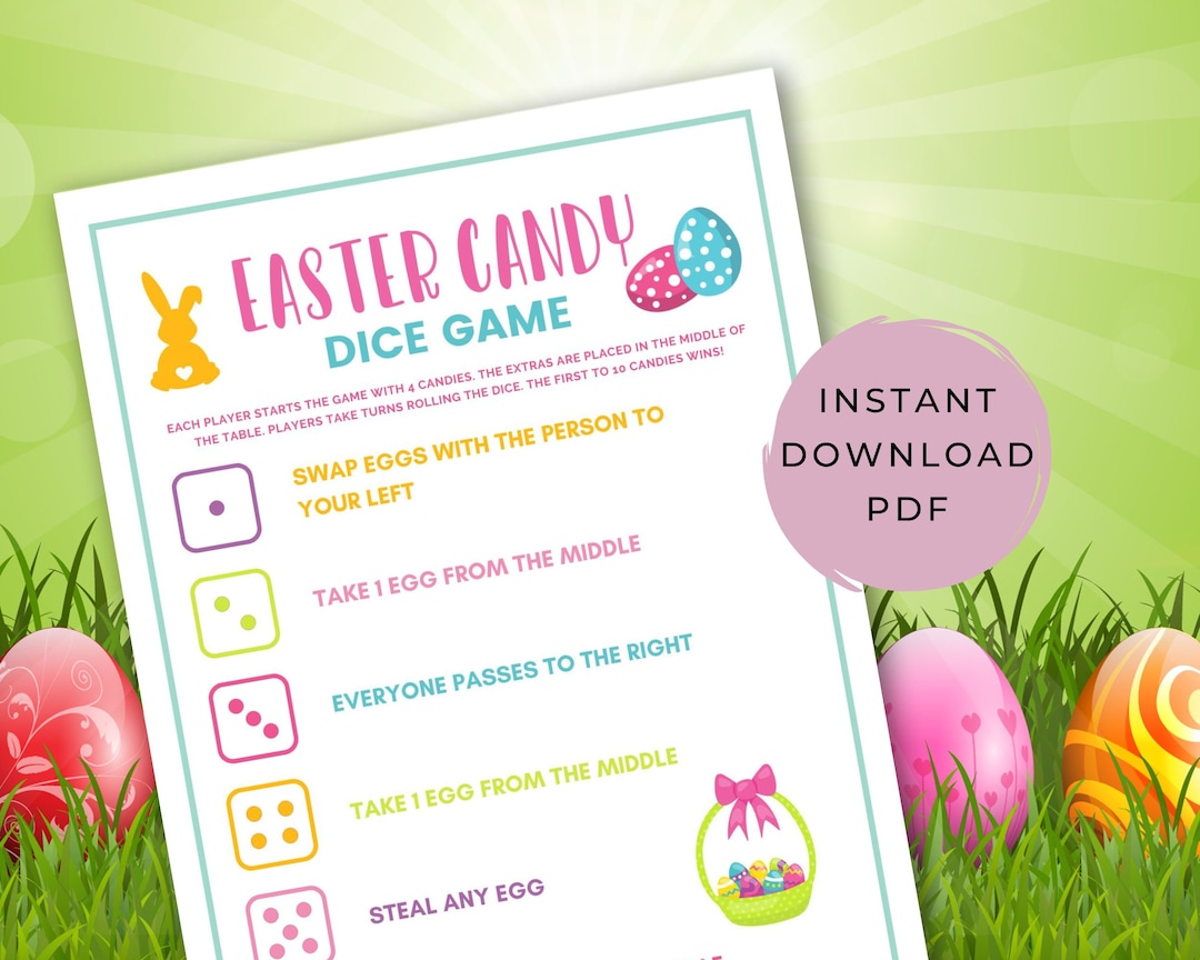 Easter Candy Dice Game Easter Egg Exchange Dice Game Easter Dice Game ...