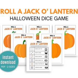 Halloween Roll A Jack O' Lantern Game, Printable Halloween Game for ...