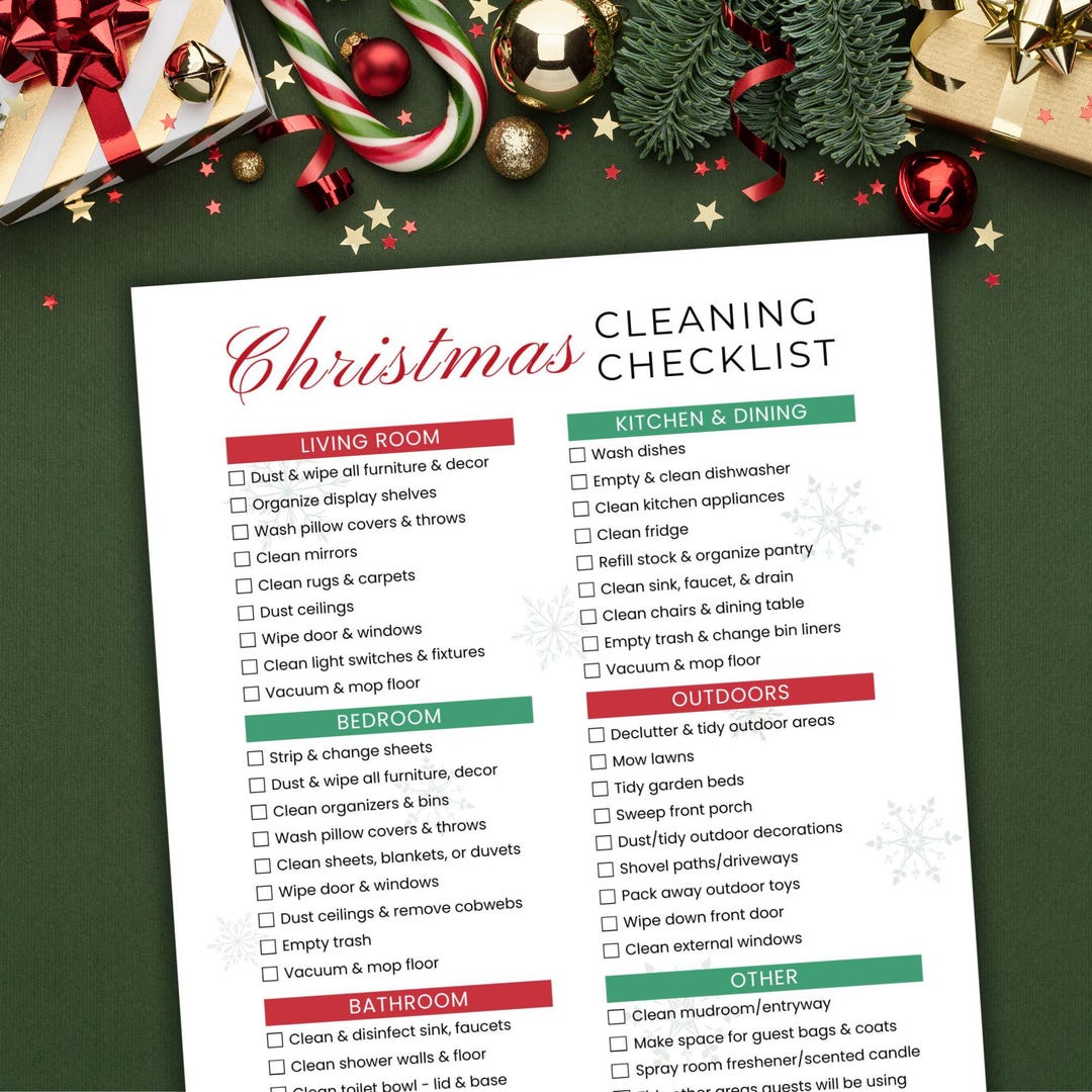 Christmas Cleaning Checklist Printable Christmas Cleaning Planner ...
