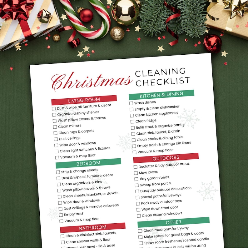Christmas Cleaning Checklist Printable Christmas Cleaning Planner ...