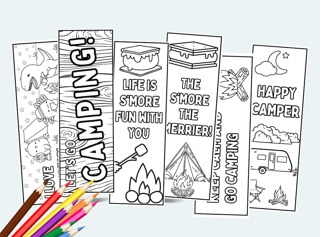 Camping Bookmarks Printable Coloring Bookmarks for Kids Printable ...