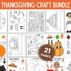 Thanksgiving Craft Bundle Printable Thanksgiving Activity Sheets ...