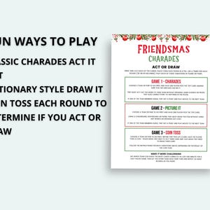 Friendsmas Charades Game Printable Christmas Charades Cards Christmas ...