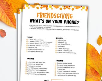 Printable Friendsgiving What's on Your Phone Game | Printable ...