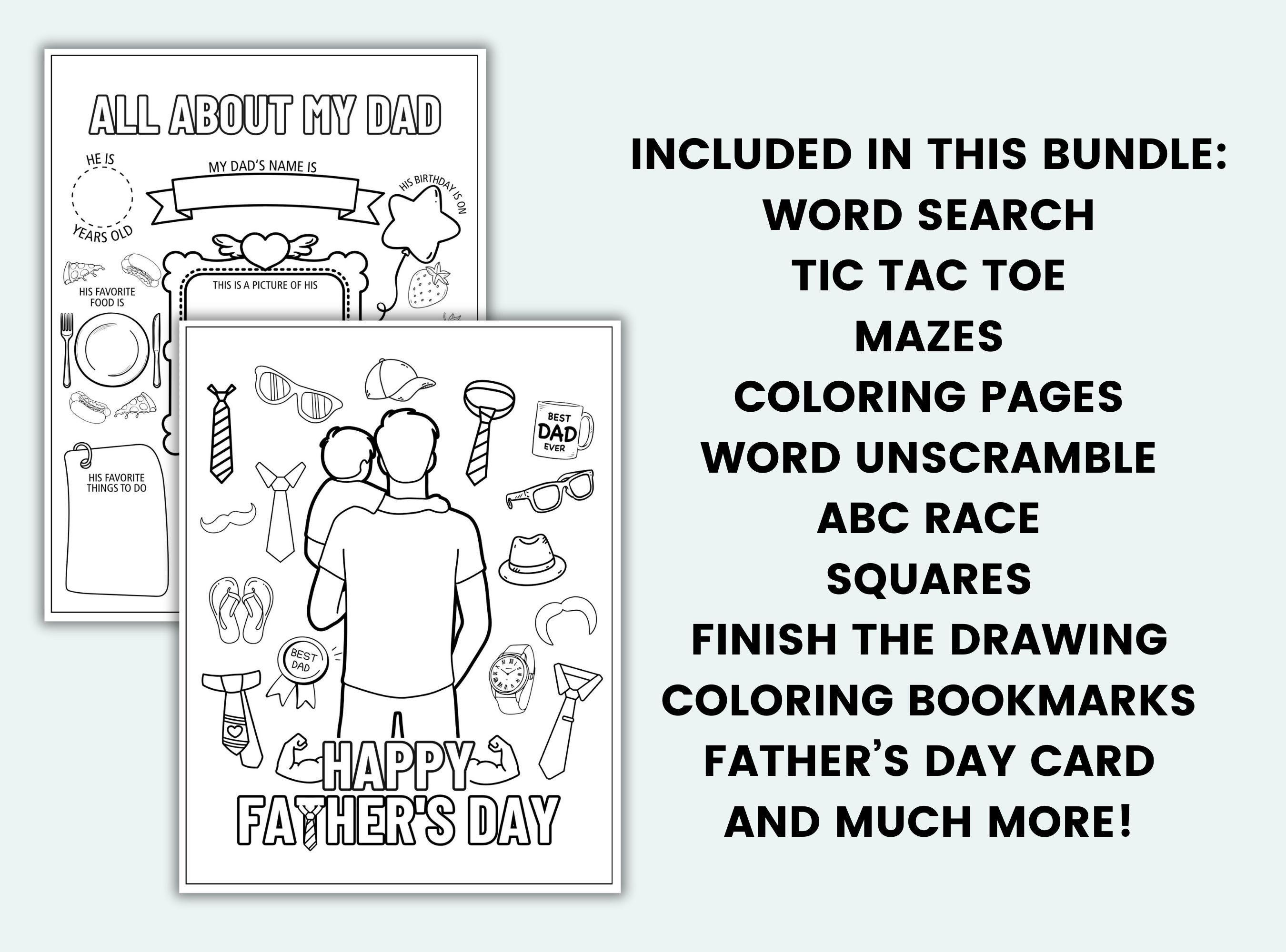 Fathers Day Activity Bundle Printable Fathers Day Activity Fathers Day ...
