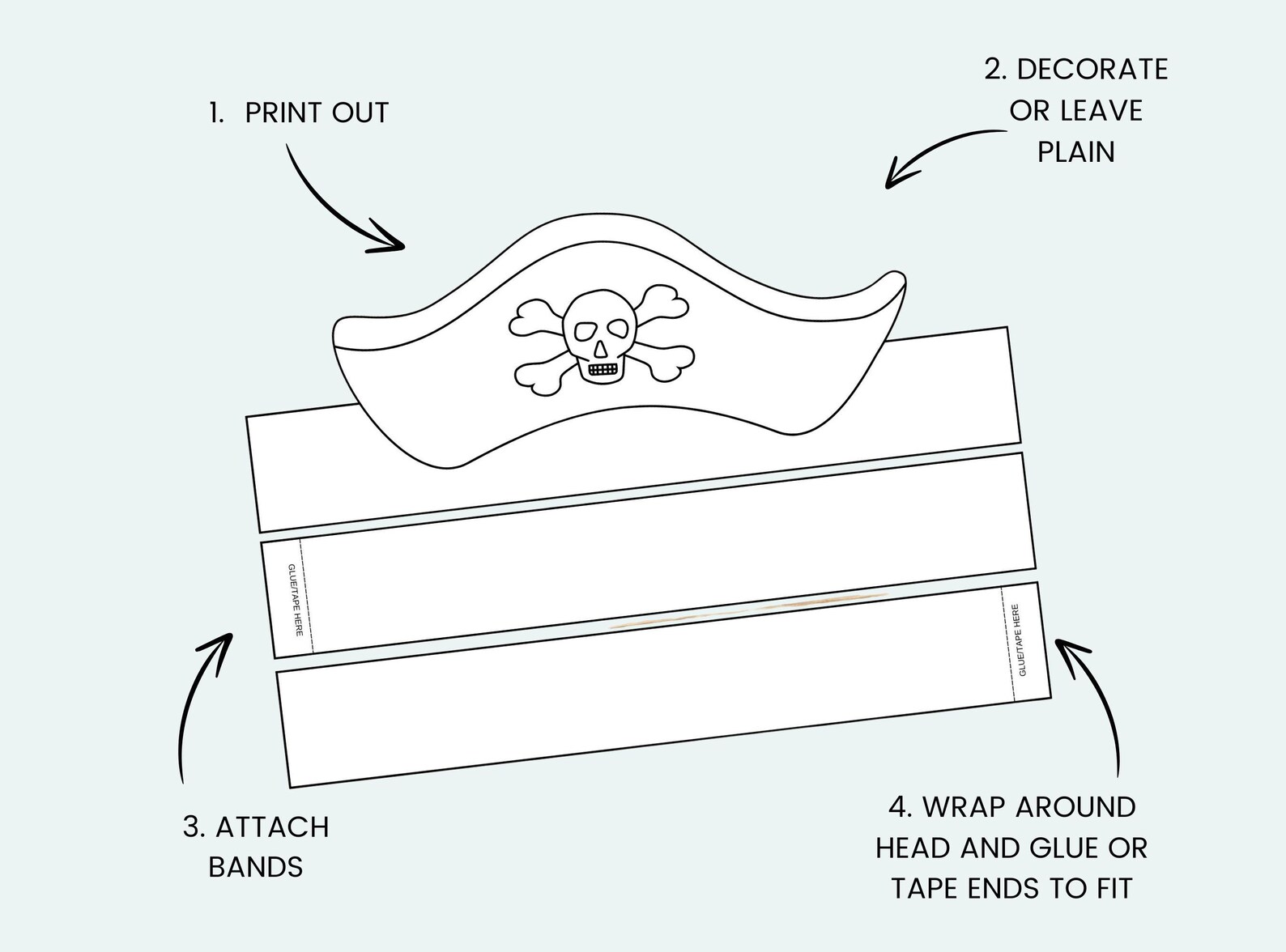 Pirate Paper Crown Printable Pirate Hat Paper Crown Pirate Hat Headband ...