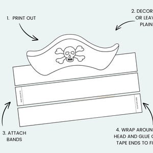 Pirate Paper Crown Printable Pirate Hat Paper Crown Pirate Hat Headband ...