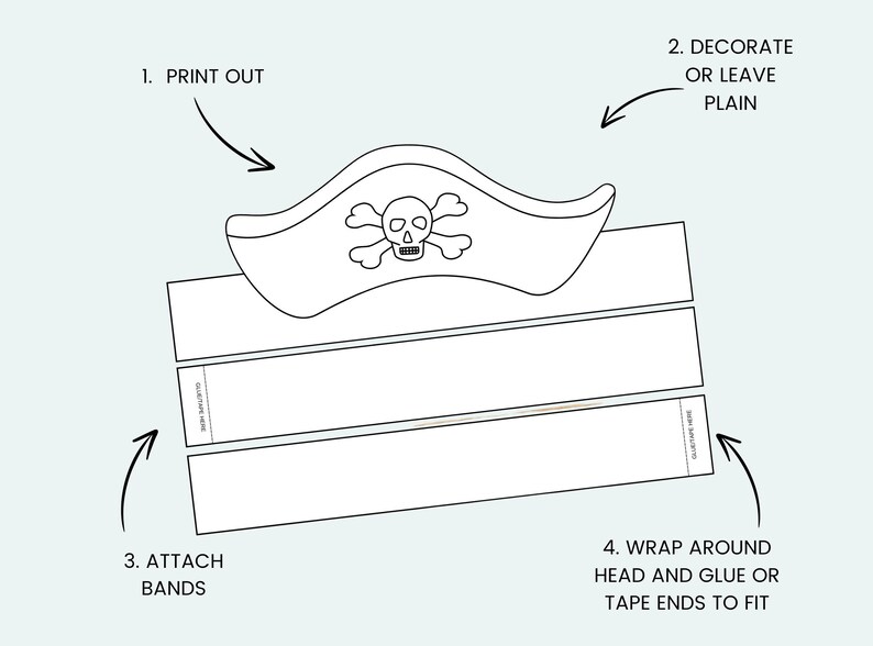 Pirate Paper Crown Printable Pirate Hat Paper Crown Pirate Hat Headband ...