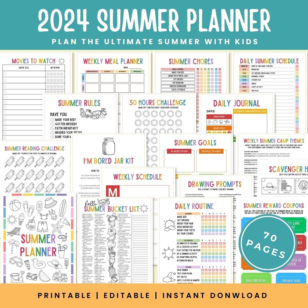 Summer Planner 2025 Printable Summer Camp at Home Summer Schedule for ...